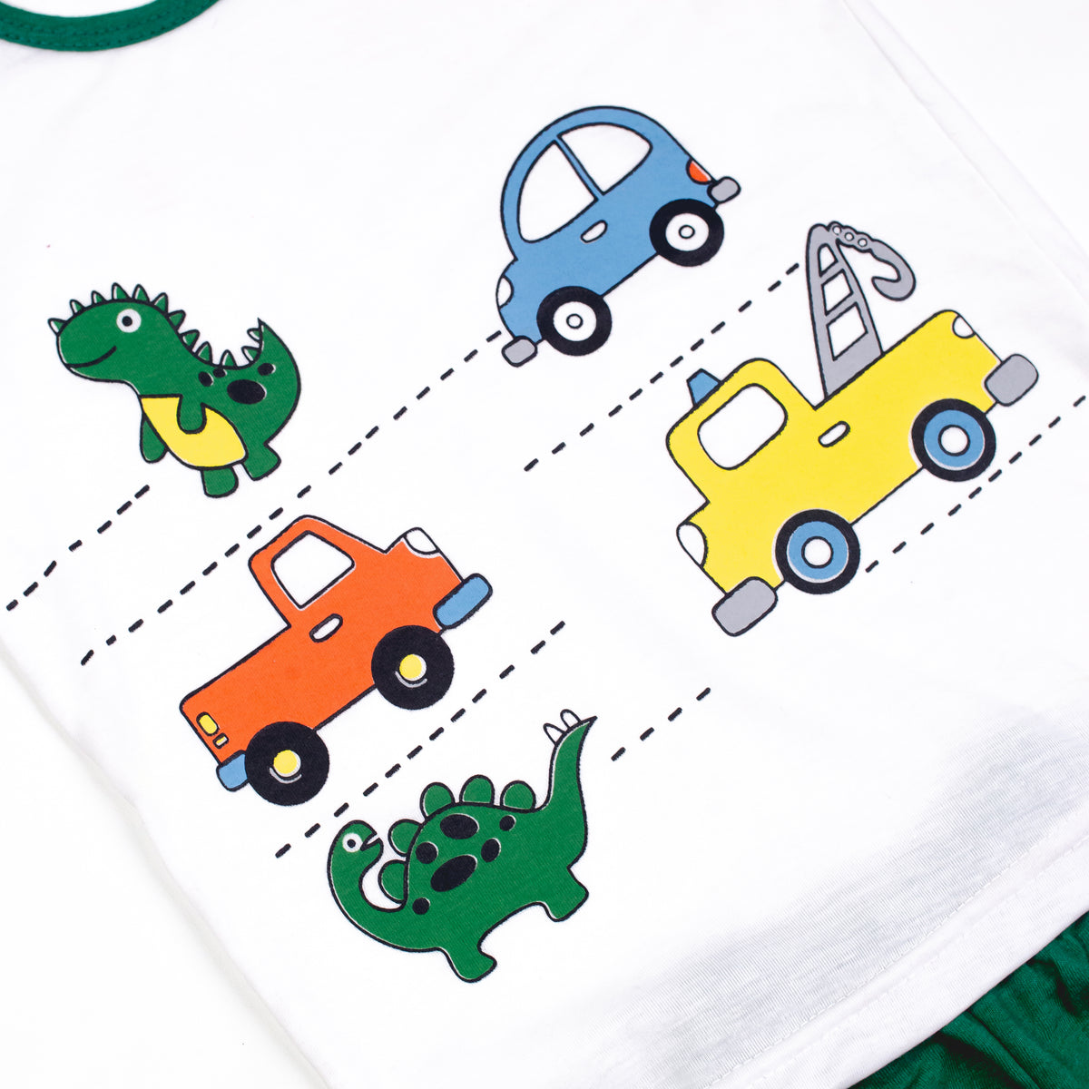 Green White Trucks Short Set – Mini Champs